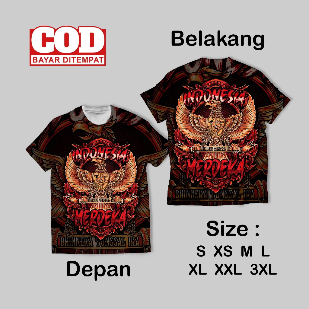 Jual Kaos Fullprint Gambar HUT Special Indonesia Merdeka V2 | Kaos AOP ...