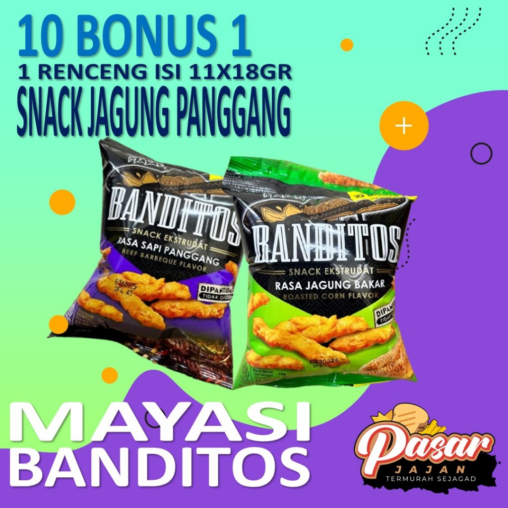 Jual Mayasi Snack Jagung Banditos 18Gr Renceng Isi 10 Bonus 1 dengan 2 ...