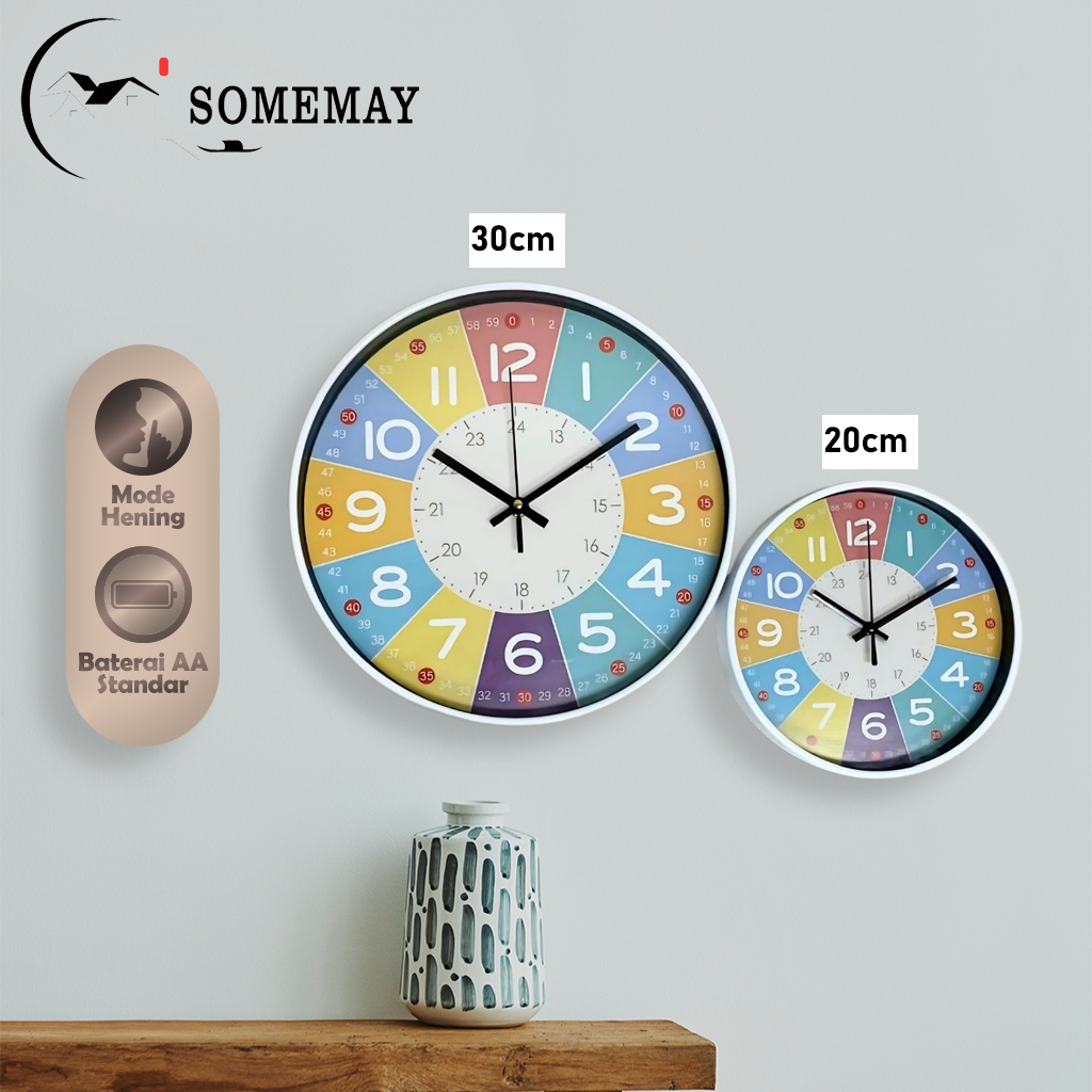 Jual SOMEMAY Jam dinding edukasi anak M18 / Jam dinding aesthetic 20 ...