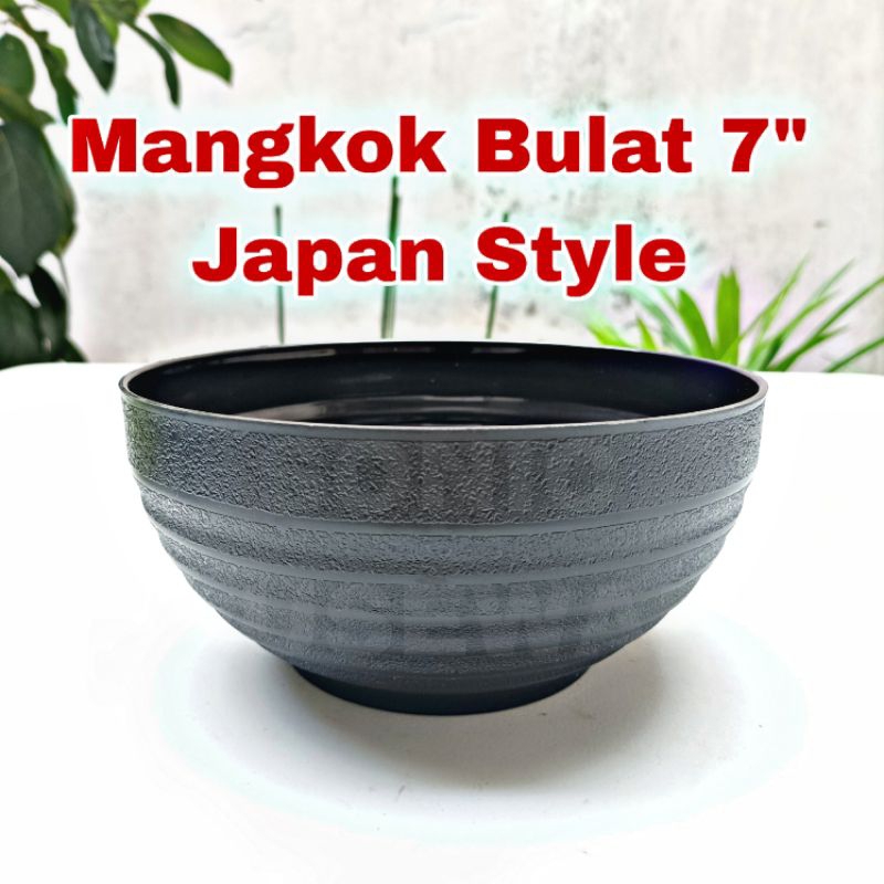 Jual Mangkok Segi Persegi Bulat 7 Inch 8 in inci Full Hitam Tebal Wadah ...