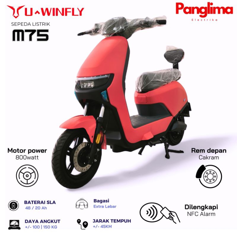Jual Sepeda Listrik Uwinfly M75 Terbaru 2024 | 800wat | Warna merah ...