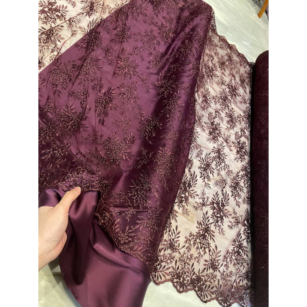 Jual 1/2 meter Kain Brokat Tile Bordir Bahan Kebaya Motif Bunga Floral ...