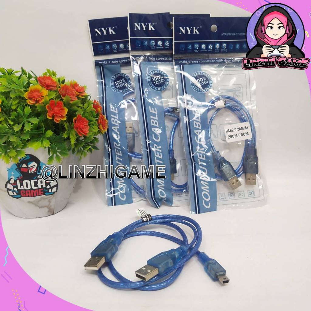 Jual KABEL CABLE USB TO MINI USB CABANG NYK BIRU PANJANG 20/70CM ...