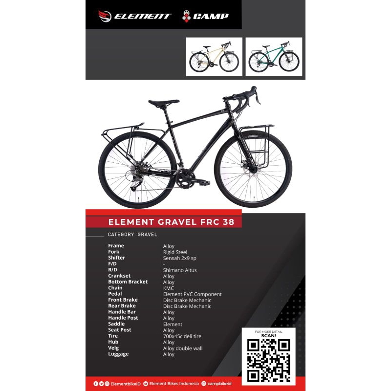 Jual Sepeda Balap Element Gravel FRC 38 Aloy 2x9 Speed Original (Bonus ...