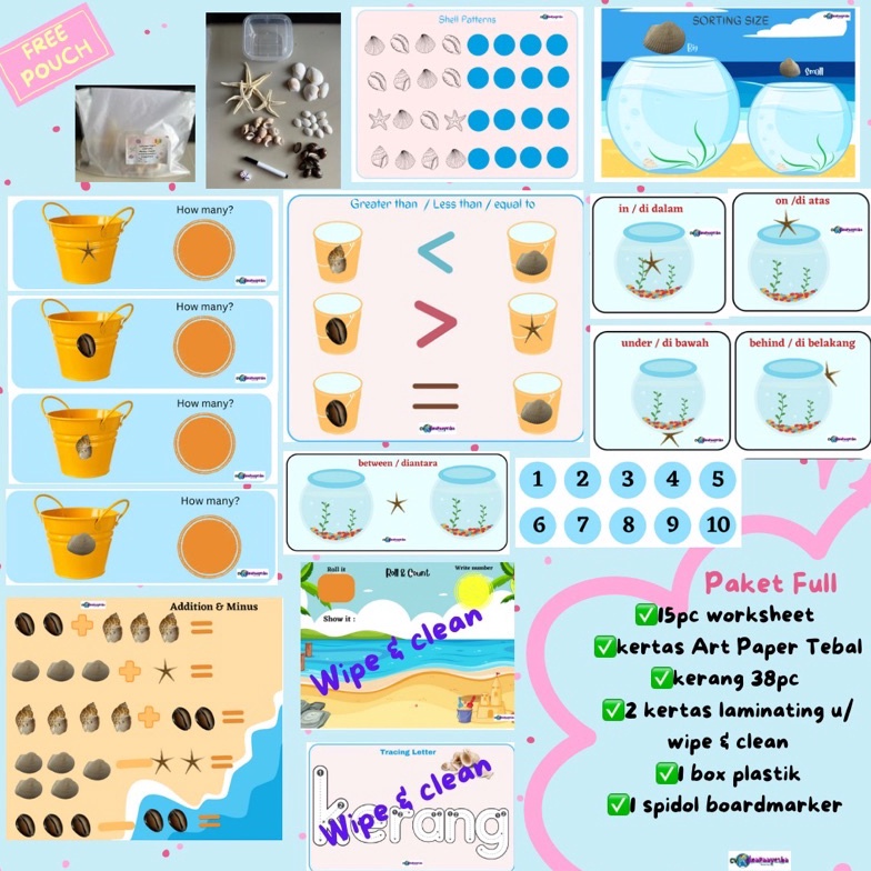 Jual GROSIR Busy pack kerang montessori inspired printable kerang ...