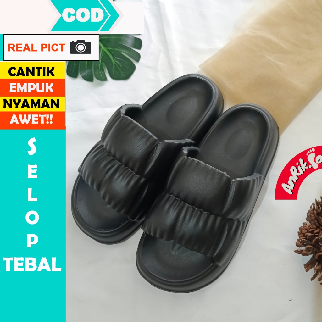 Jual Sandal Selop Slip On Karet Ringan Wanita Cewek Santai Rumahan ...