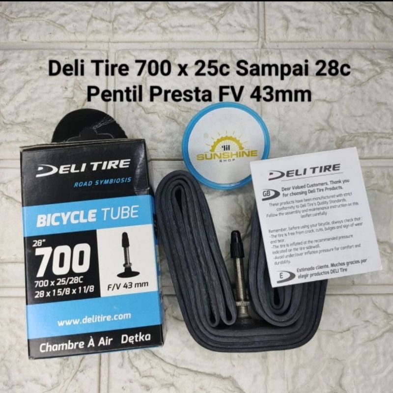 Jual Ban Dalam 700c Deli Tire Swallow 700 x 25/28c Pentil Presta F/V 43mm | Shopee Indonesia