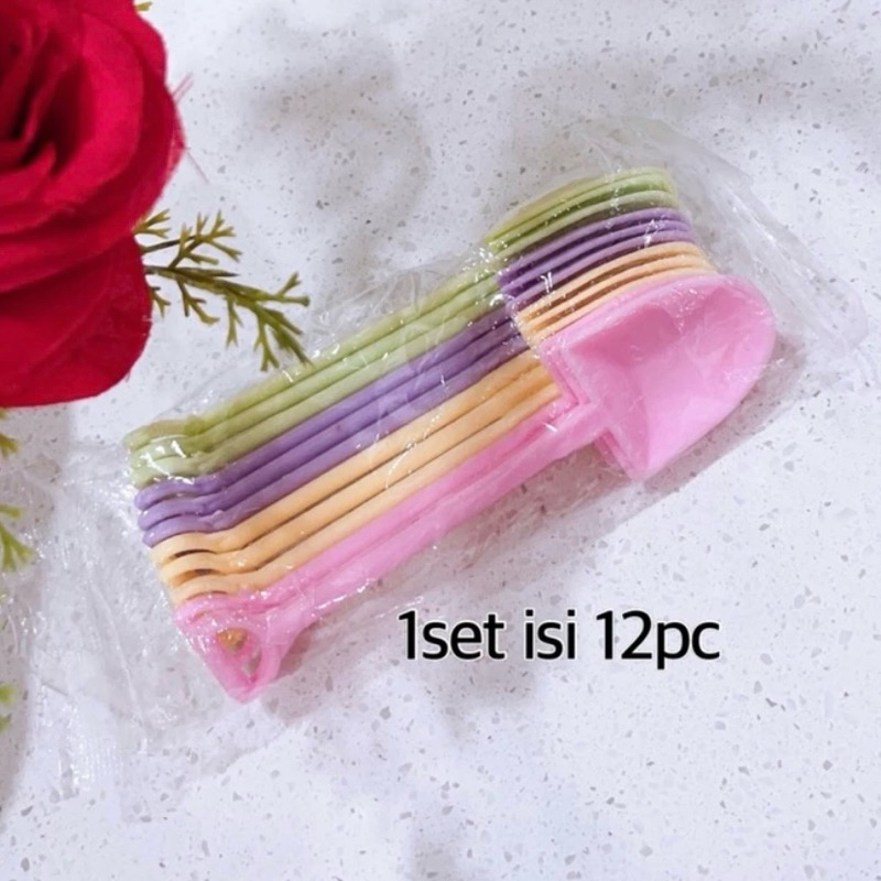 Jual (ISI 12 PCS) SENDOK PLASTIK SEKOP GARPU PLASTIK DESSERT CAKE ...