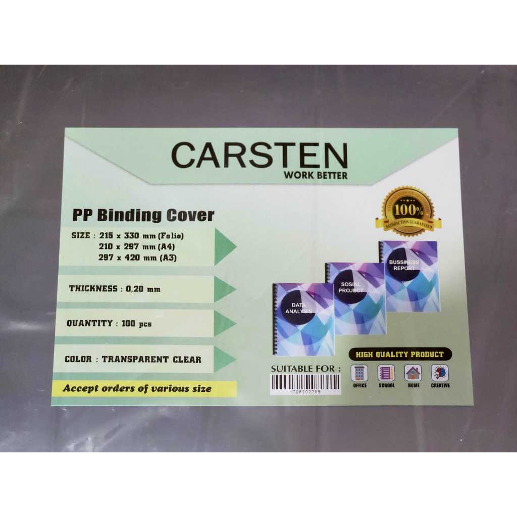 Jual Cover mika jilid bening tebal 0.20mm isi 100 Lembar Ukuran Folio ...