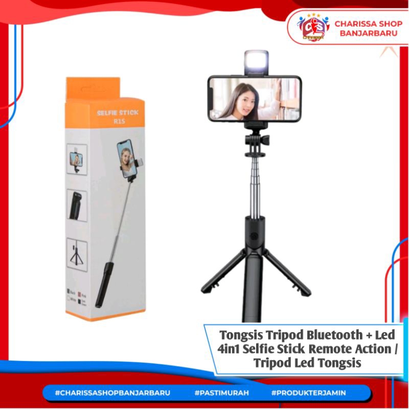 Jual Tongsis Tripod Bluetooth + Led 4in1 Selfie Stick Remote Action ...
