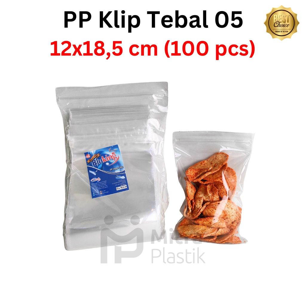 Jual Plastik PP Klip 12x18,5 Tebal 50 Micron Kemasan Snack BluKing Zip ...