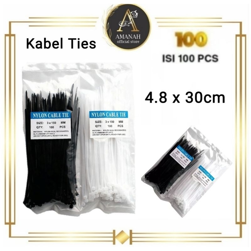 Jual Kabel Ties / Kabel Tie 1Pack isi 100PCS 4.8 x 30cm / Cable Tis ...