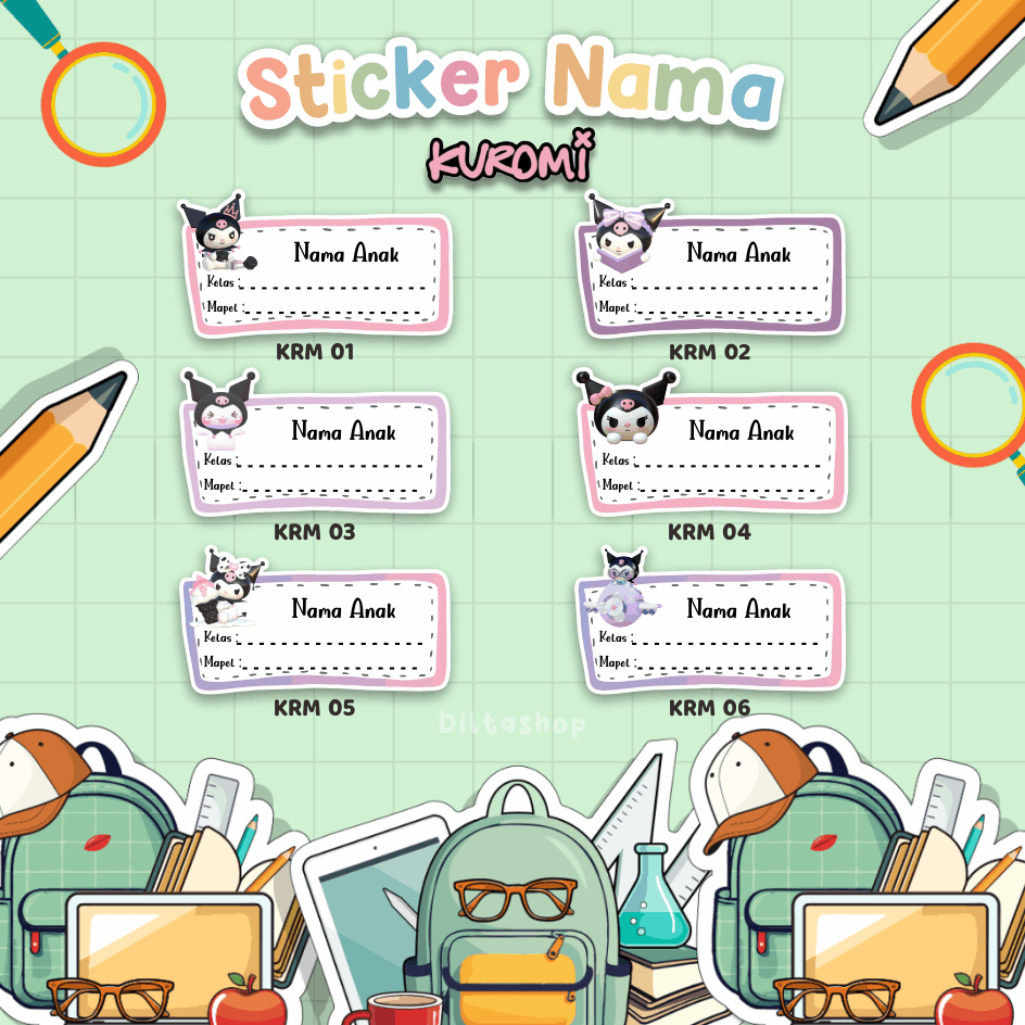 Jual STIKER MATA PELAJARAN SANRIO KUROMI ISI 40pcs - Stiker Label Nama ...