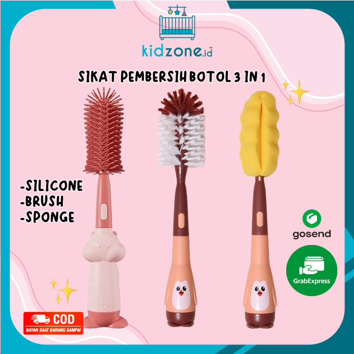 Jual Sikat Botol Set 3in1 Sikat Botol Bayi Nylon Brush & Sponge / Sikat ...