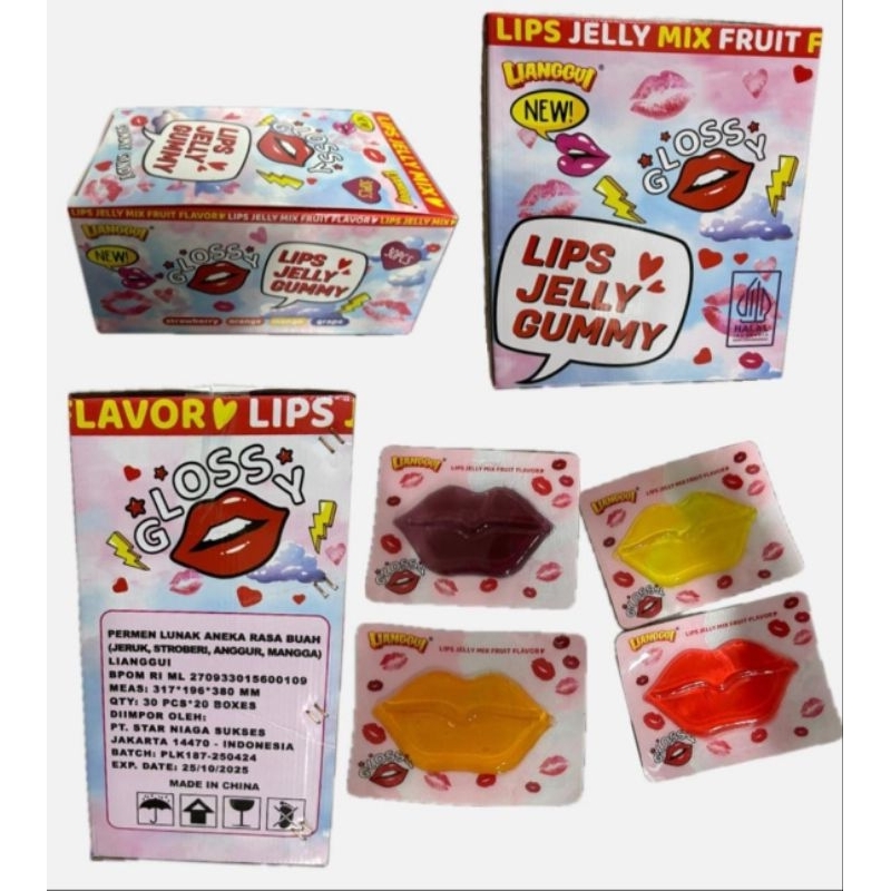 Jual LIANGGUI | Lips Jelly Mix Fruit Gummy isi 30pcs | Shopee Indonesia
