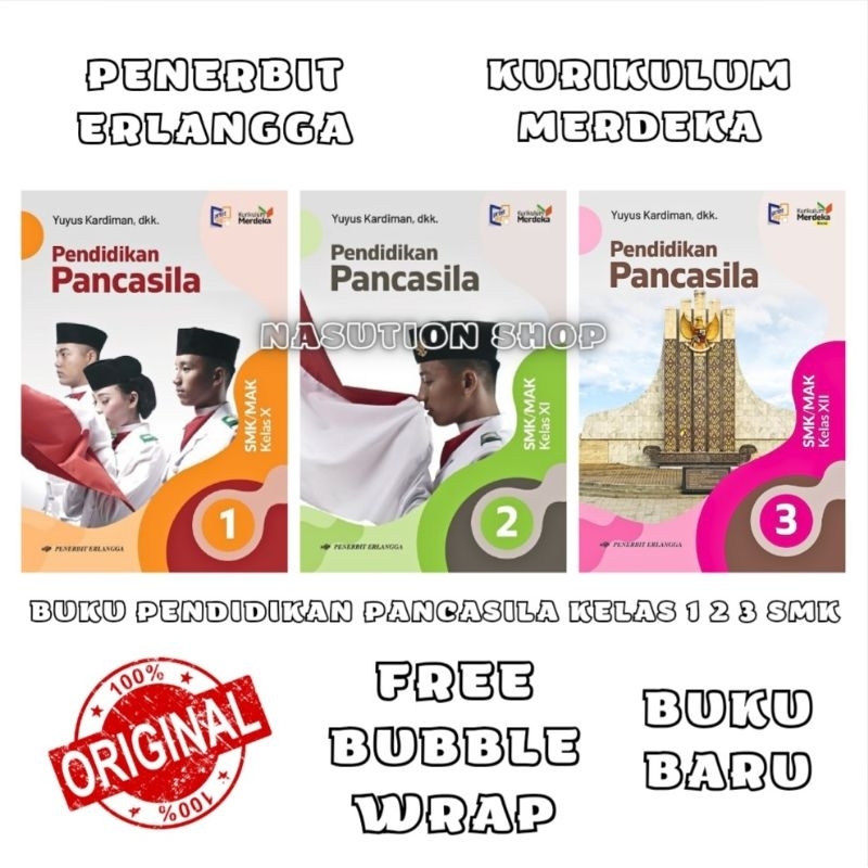 Jual Buku Pendidikan Pancasila Kelas 1 2 3 / 10 11 12 SMK Erlangga Kurikulum Merdeka Km Original ...