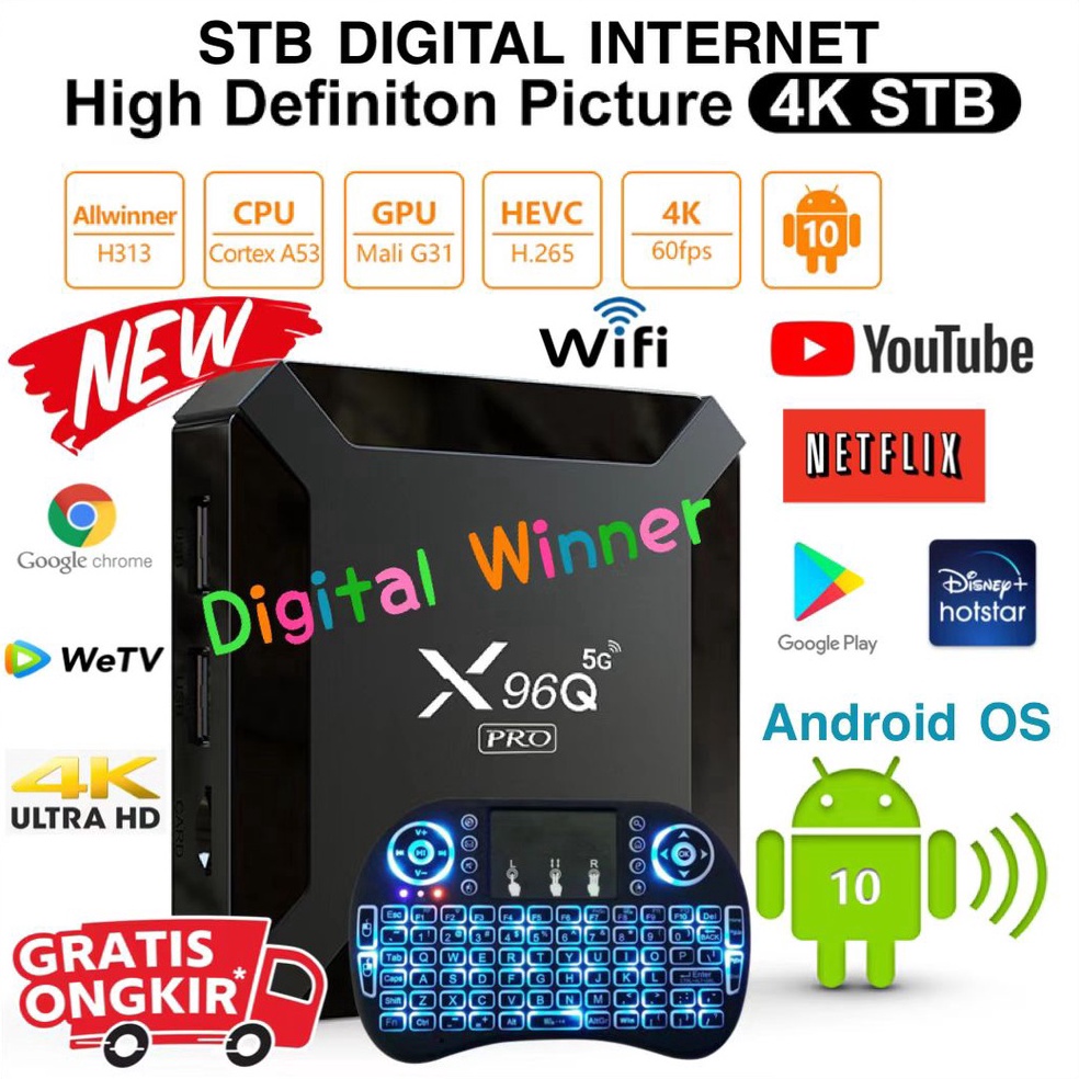 Jual Android TV Box X96Q PRO 5G 4K Ultra HD Smart TV Box Media Player STB Android TV X96Q PRO 5G ...
