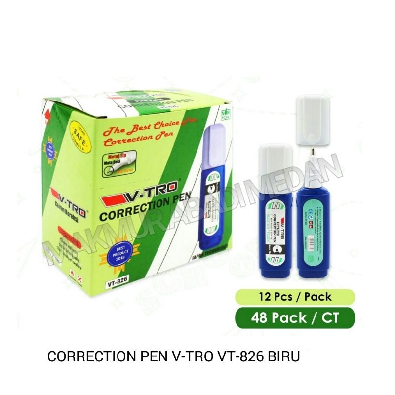 Jual (1Pcs) Correction Pen V-TRO VT-826 Botol Biru / Tipex Cair V-tro ...