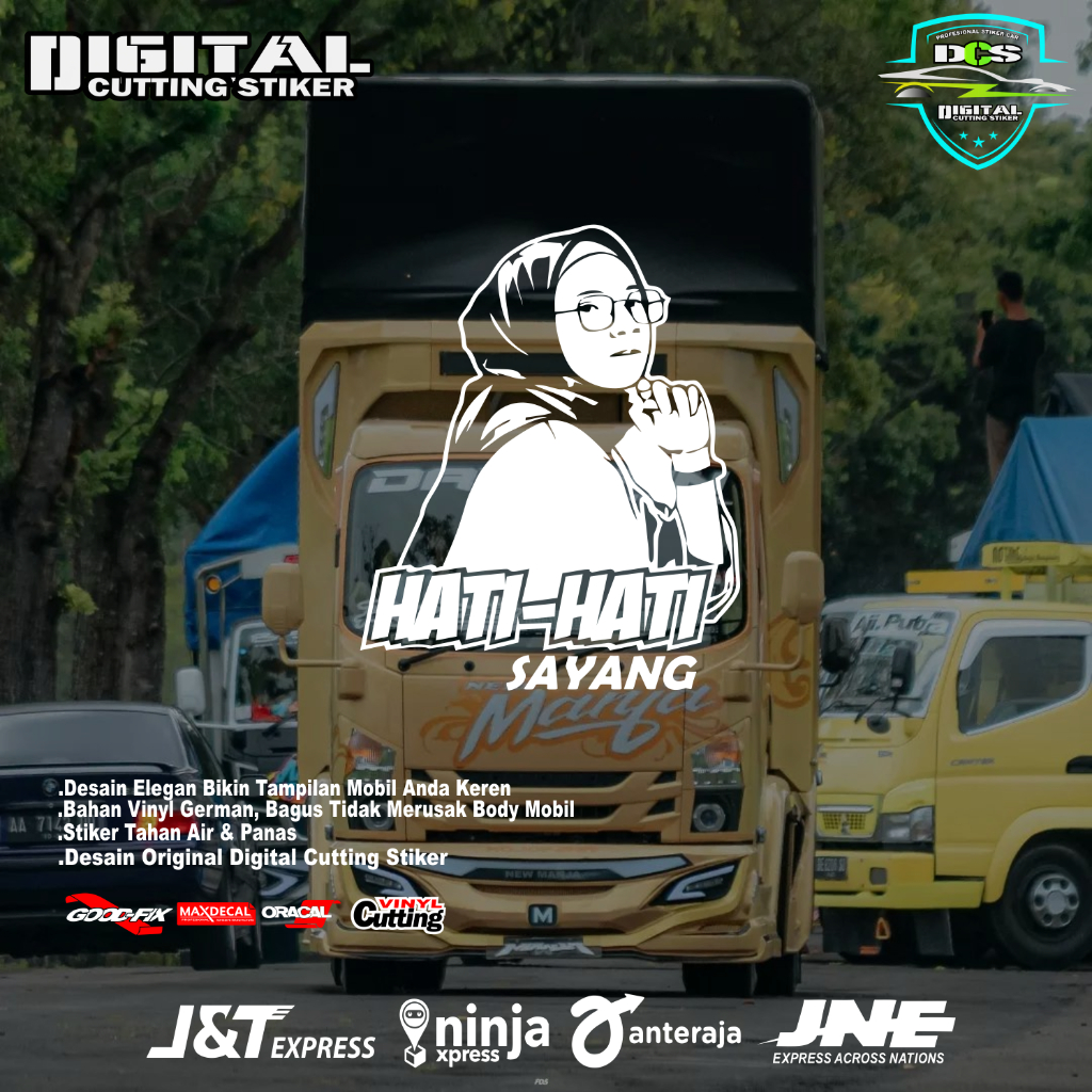 Jual Stiker kata kata kaca hati hati sayang kaca mobil pickup truk ...