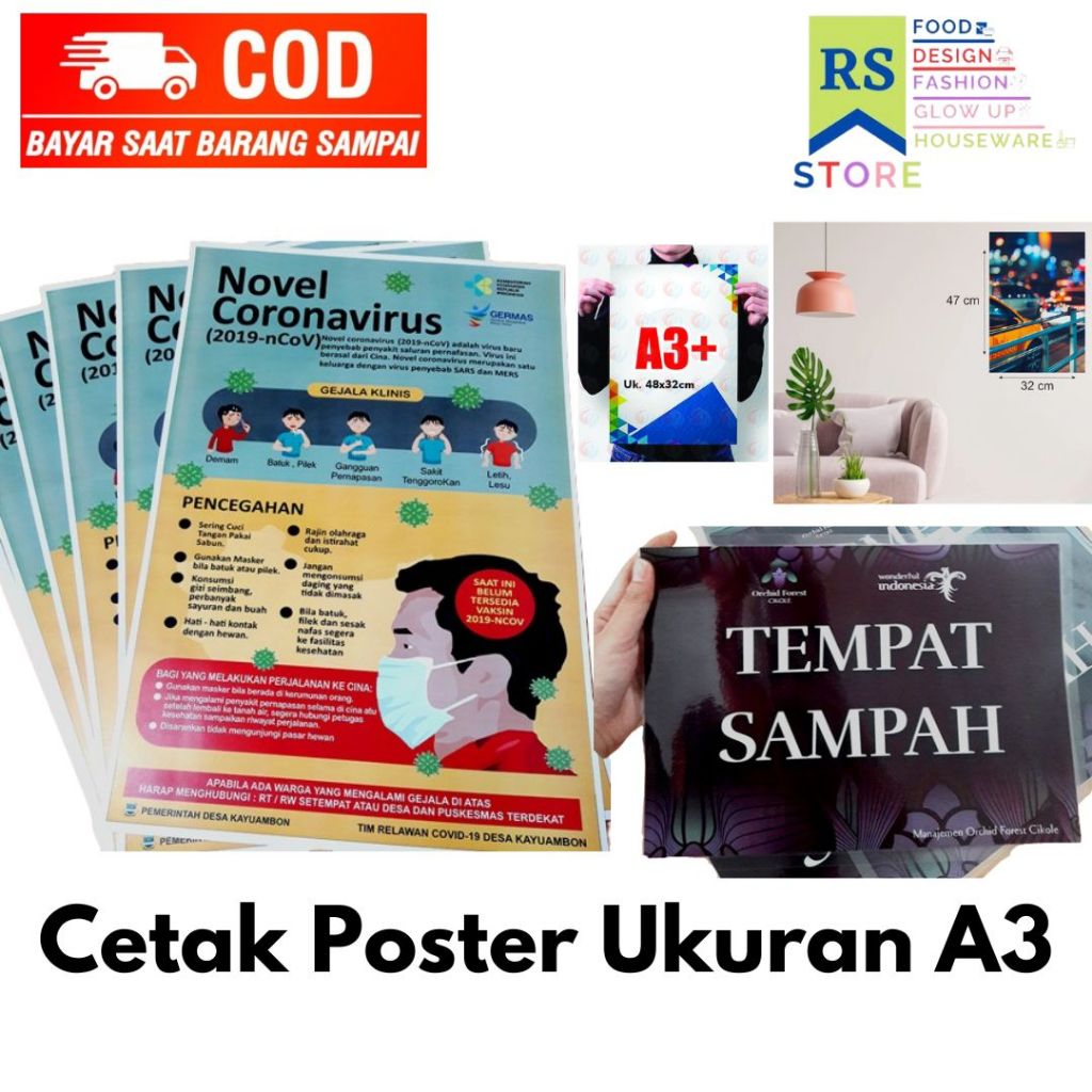 Jual cetak poster custom - poster iklan himbauan art paper uk. a3+ 2 ...