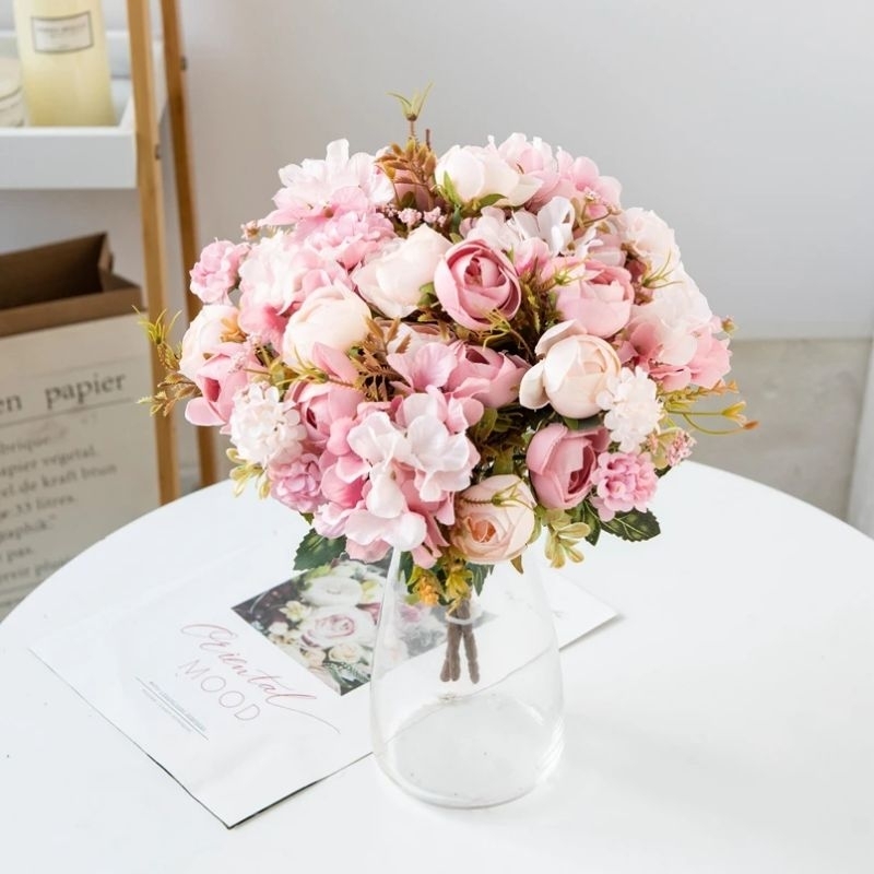 Jual LN005 Buket Bunga Premium Mix Exotic Camelia Tea Rose mawar krisan ...