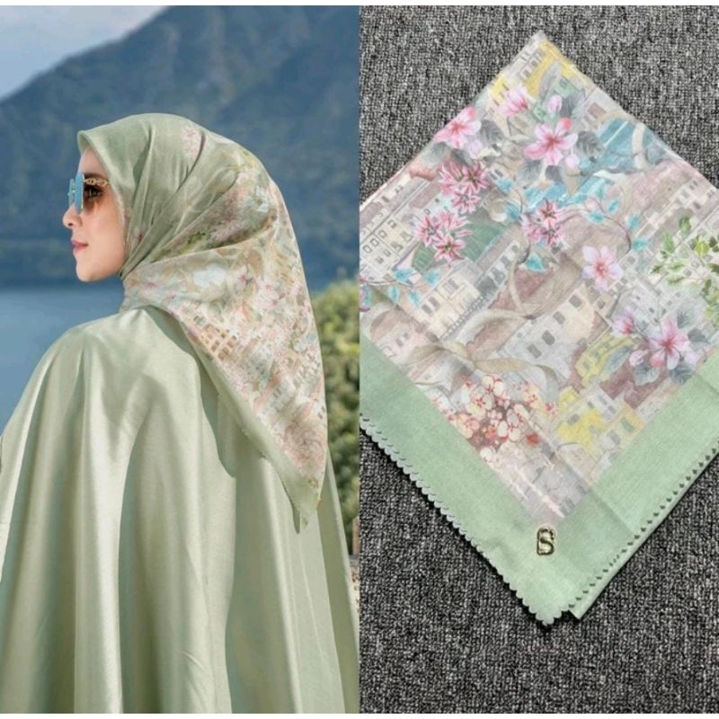 Jual segiempat Buttonscarves pake PIN B+POUCH BOX Buttonscarves kw ...