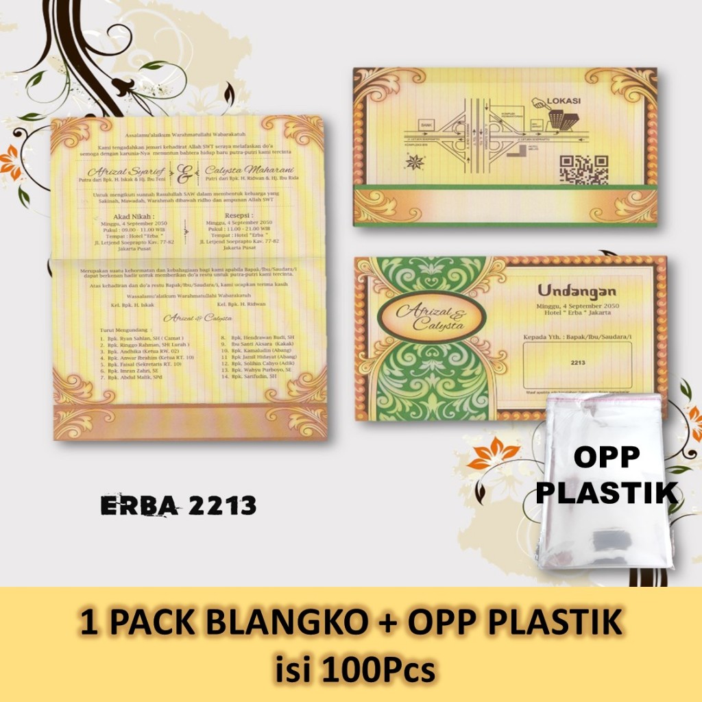 Jual ERBA 2213 + OPP PLASTIK Blangko Undangan Kosongan ERBA, Undangan ...