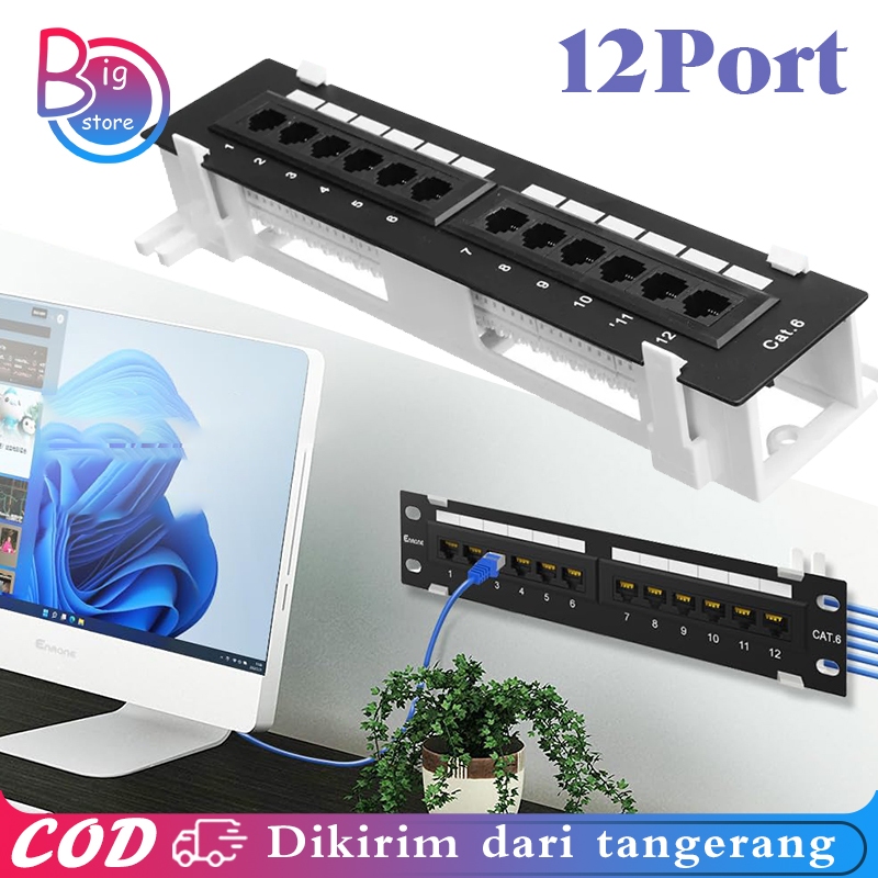 Jual Management Rack Server Patch Panel 12 Port Cat6 10inch 1U Patch ...