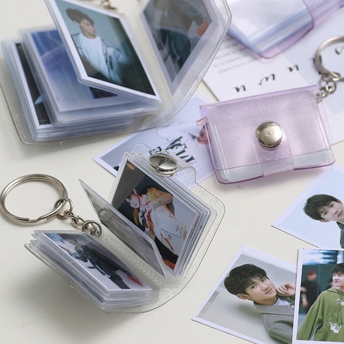 Jual COD 2 Inch Mini Photo Album KeyRing Key Ring Shiny Transparent ...