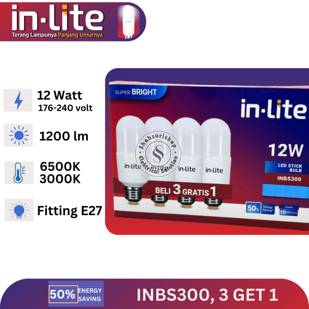 Jual IN-LITE INLITE LAMPU LED STICK 12 WATT INBS300 3 GRATIS 1 | Shopee ...