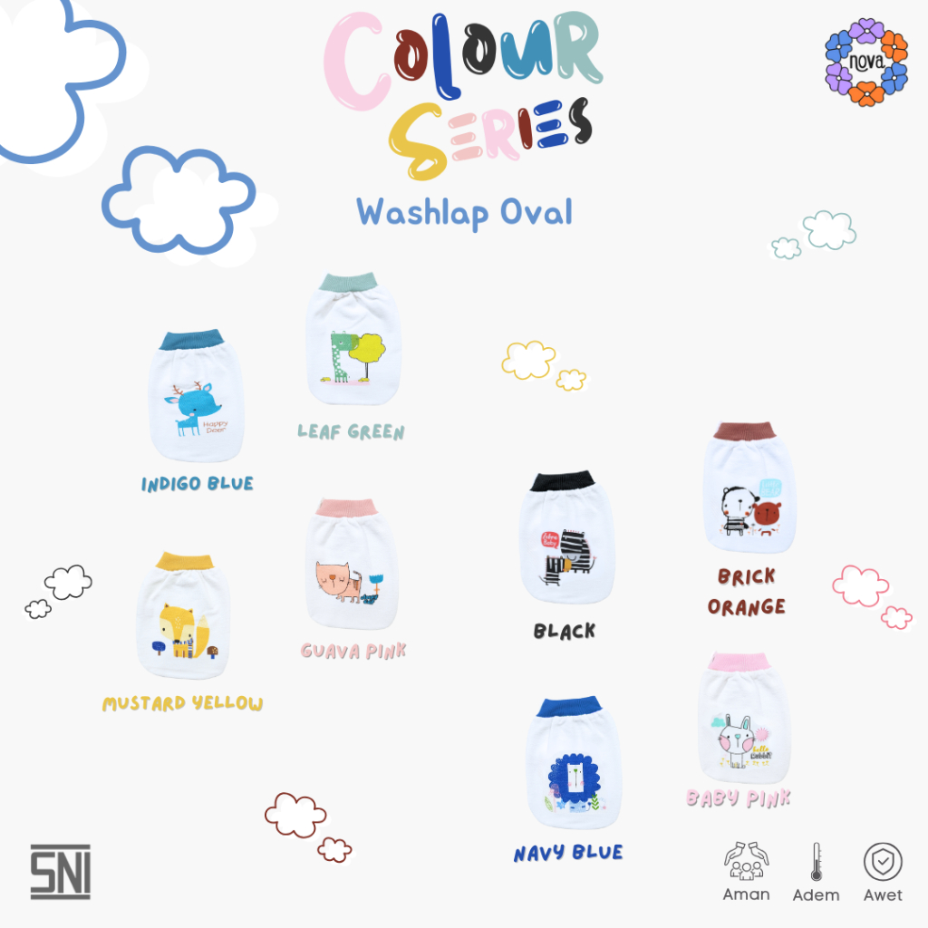 Jual NOVA Colour Series - Washlap Oval - Washlap Bayi (1 pcs) | Shopee ...