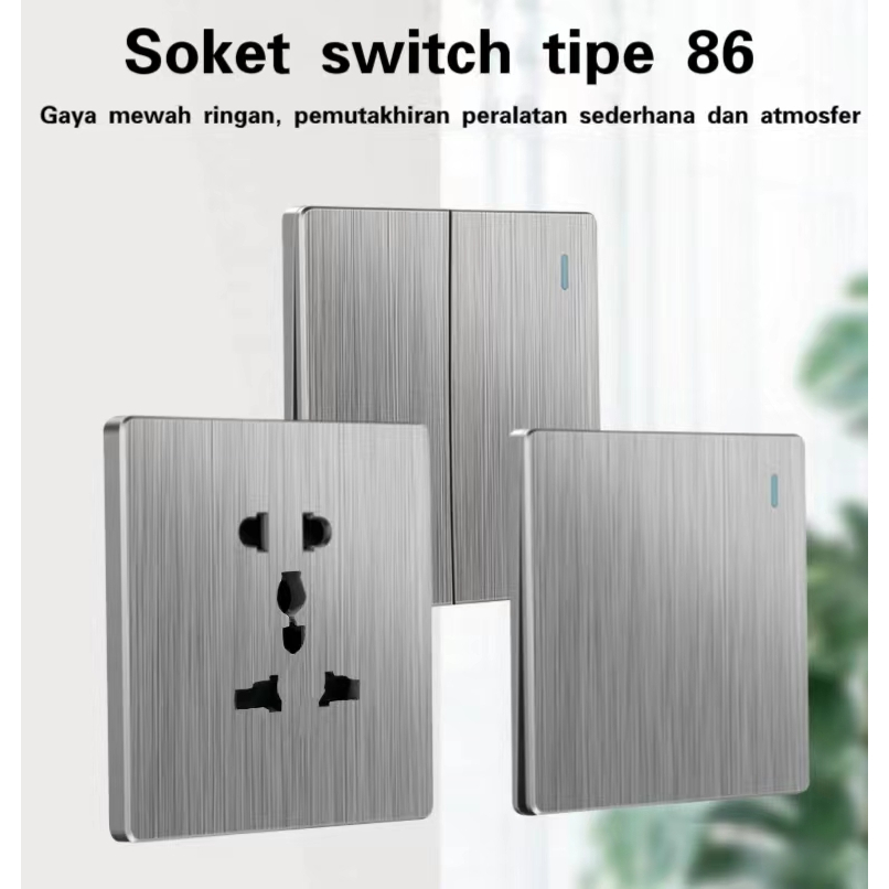 Jual Saklar Rumah Minimalis Gold Grey Brushed 1/2/3 Gang Electrical ...
