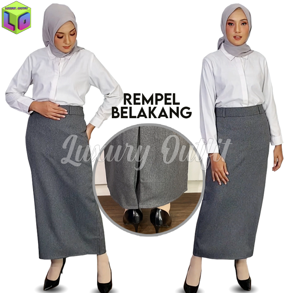 Jual Rok Kerja Panjang Rampel Wanita Formal Bawahan Span Hitam Model ...