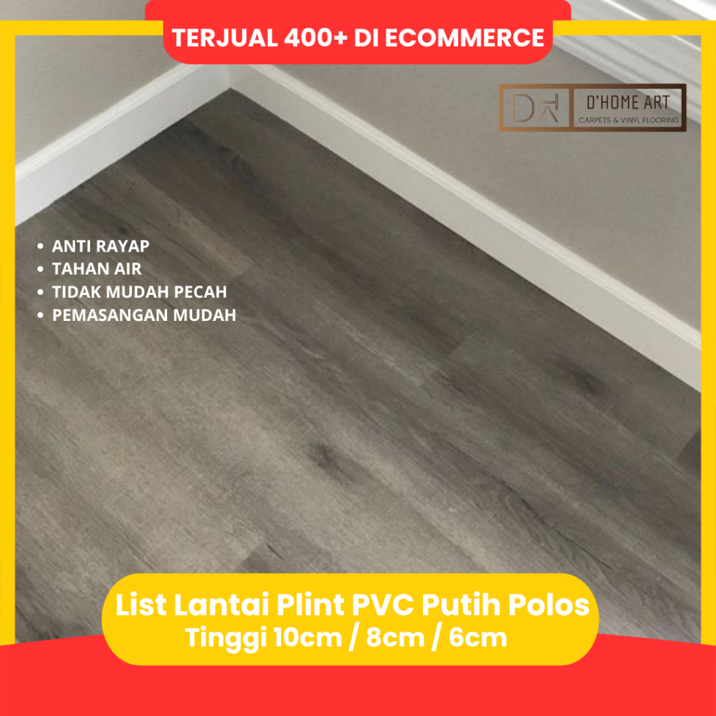 Jual PLINT LANTAI PVC PUTIH POLOS | LIST TEMBOK | LIST VINYL SPC PARKET | Shopee Indonesia