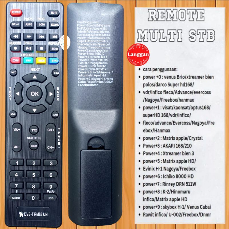 Jual Remote Remot MULTI MULTY UNIVERSAL SET TOP BOX STB DVB-T2 DVB RM88 UNIVERSAL Freebox Matrix ...