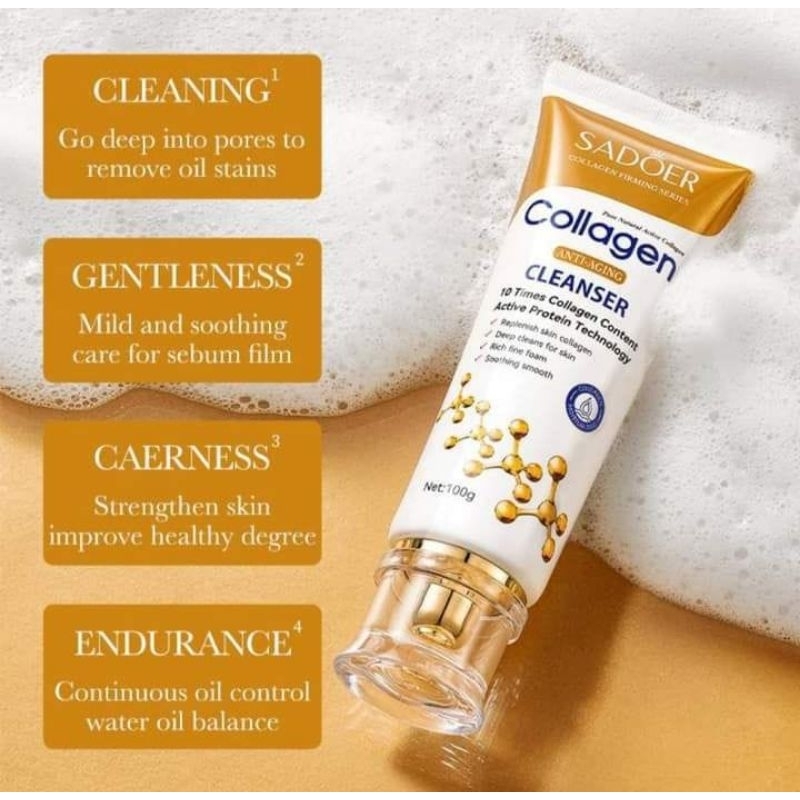 Jual SADOER COLLAGEN WHITENING FACIAL WASH 100g COLLAGEN CLEANSER FOR SENSITIVE SKIN PEMUTIH DAN ...