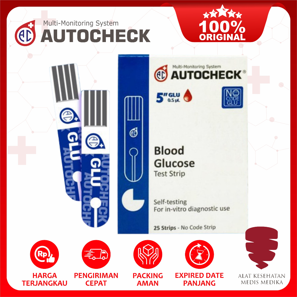 Jual Strip Autocheck Glucose Uric Acid Cholesterol Gula UA Kolesterol ...