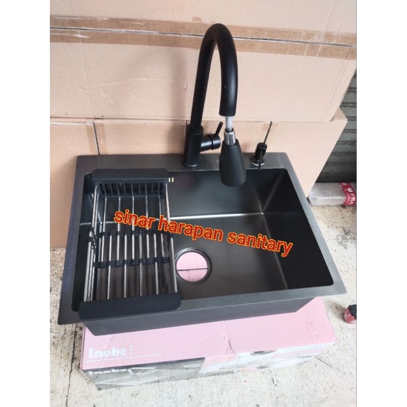 Jual Paket komplit kitchen sink hitam 6045 / Paket sink kotak 6045 ...