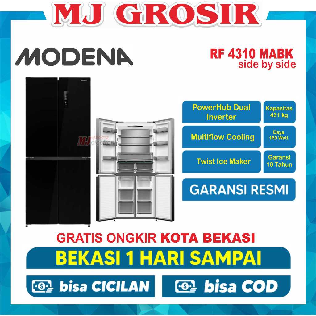 Jual KULKAS MODENA RF 4310 MABK LEMARI ES 4 PINTU SIDE BY SIDE MULTI ...