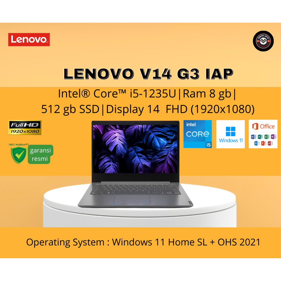 Jual LENOVO V14 G3 IAP Intel Core i5-1235U Ram 8 GB 512 GB SSD FULL HD WINDOWS 11 | Shopee Indonesia