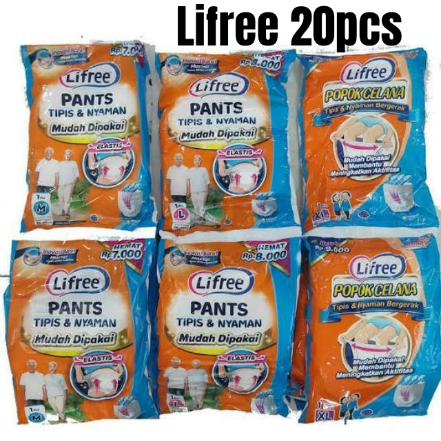 Jual lifree popok celana dewasa isi 20 pcs - lifree sachet renceng isi 20 pcs | Shopee Indonesia