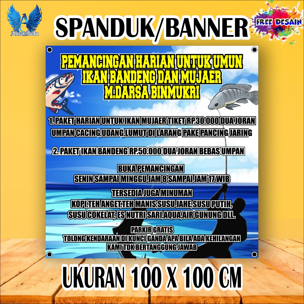 Jual Cetak Banner Cetak Spanduk PERATURAN PEMANCINGAN Ukuran 150X150 CM ...
