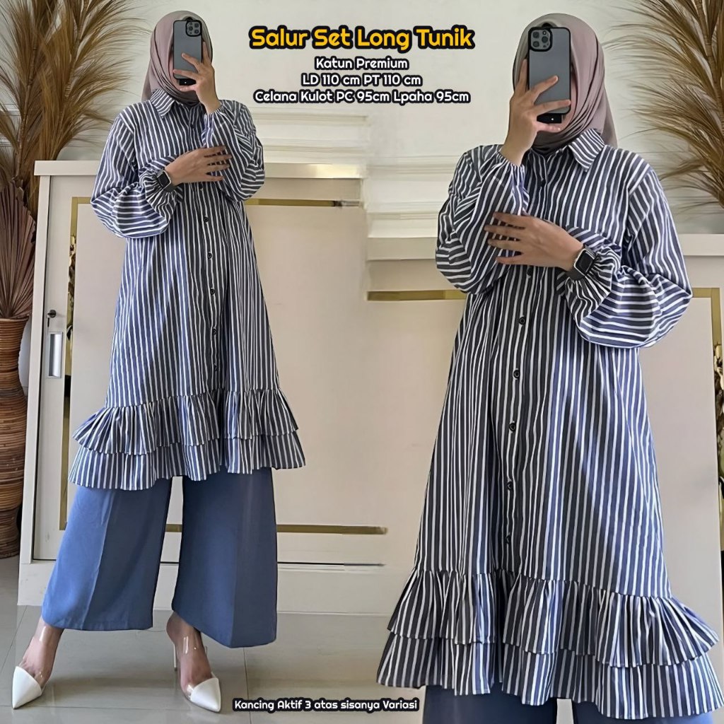 Jual Kotak Set Long Tunik - One Set Wanita Long Tunik Rayon Premium Setelan Wanita Kekinian ...