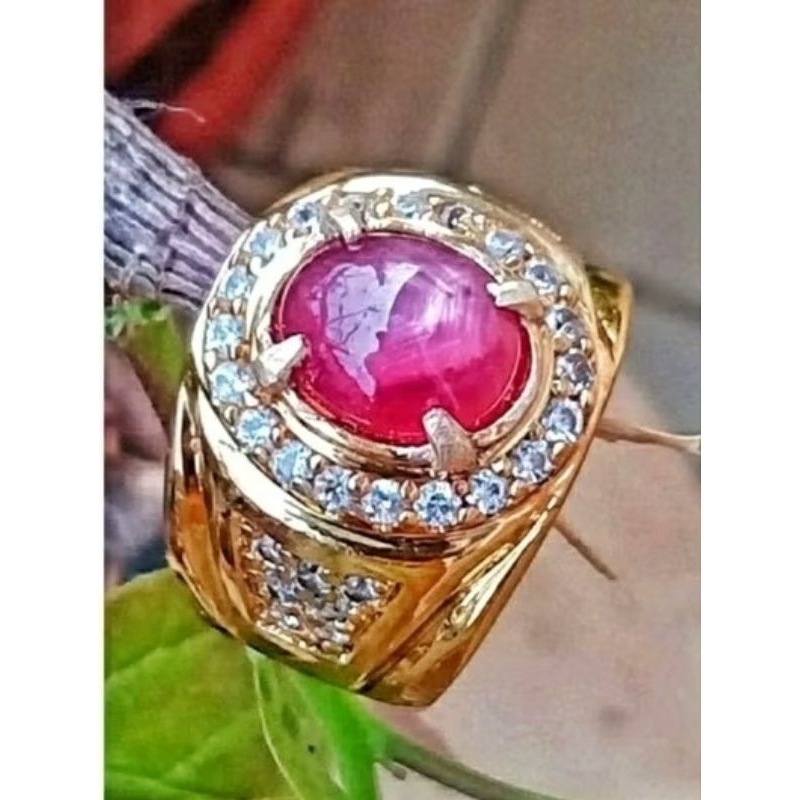Jual Cincin Batu Natural Ruby Star High Quality (Memo Lab) | Shopee ...