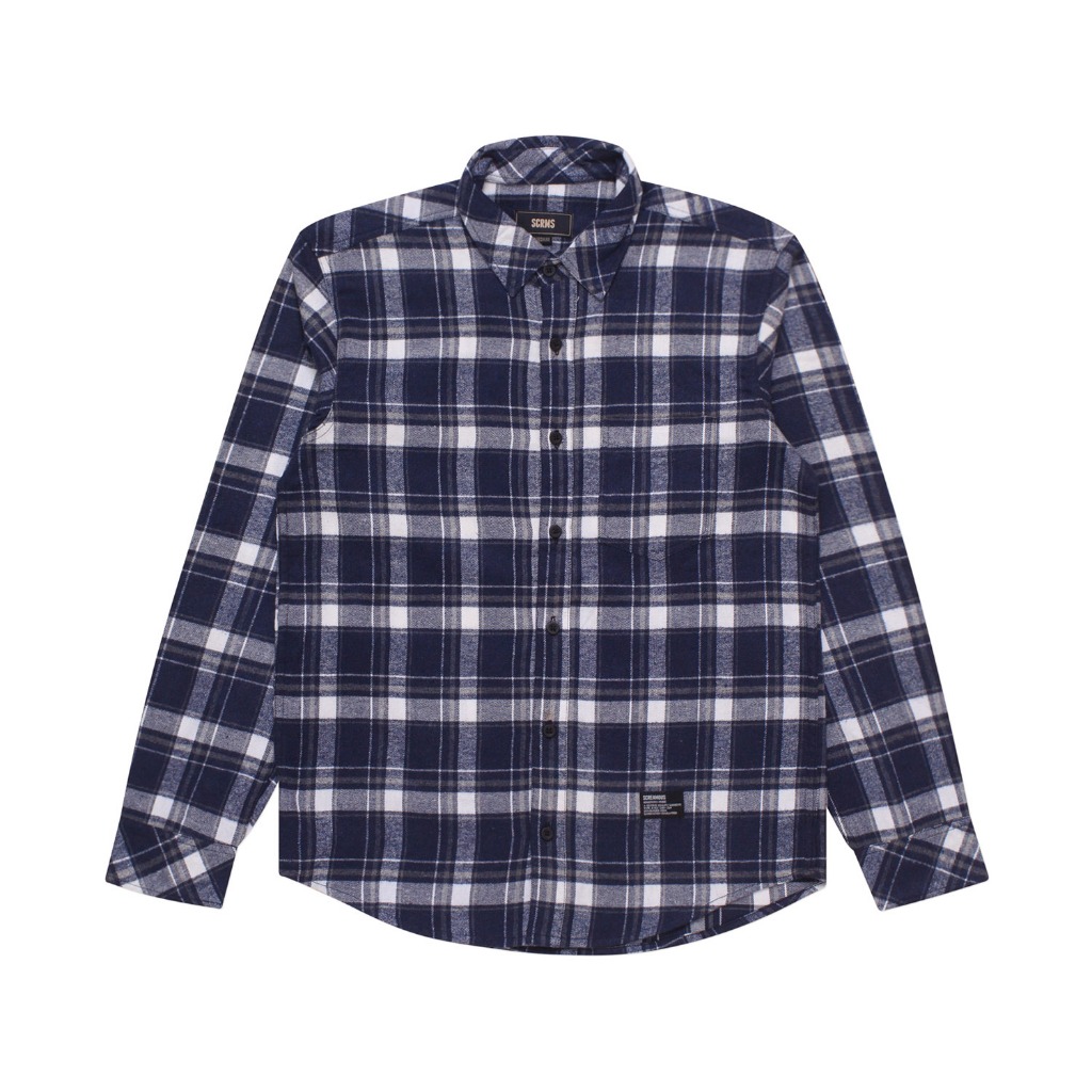 Jual Screamous Flannel - SHIRT CHERNI NAVY-WHITE | Shopee Indonesia