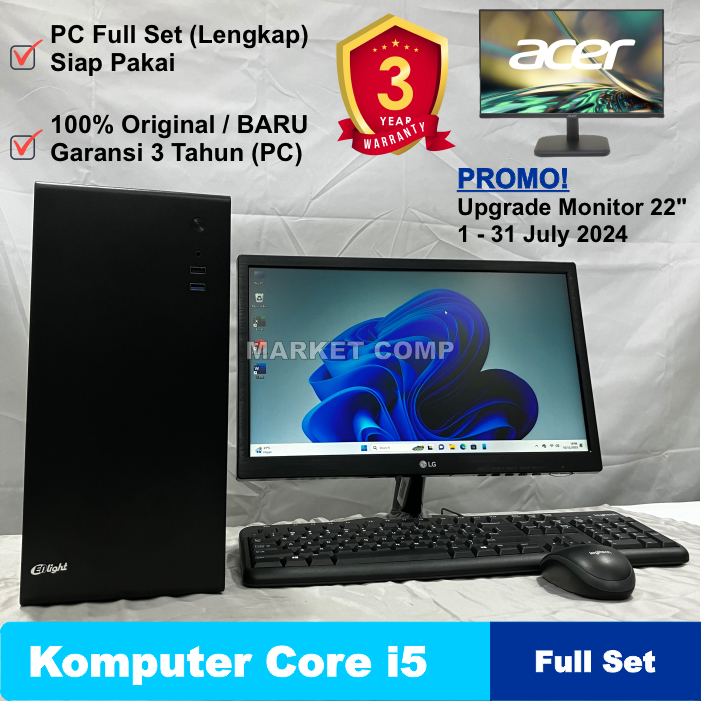 Jual Full Set PC Core i5 22" Office • CPU Komputer Rakitan | Shopee ...