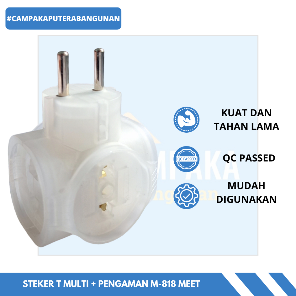Jual Meet Steker T Listrik Multi + Pengaman Meet M-818 | Shopee Indonesia