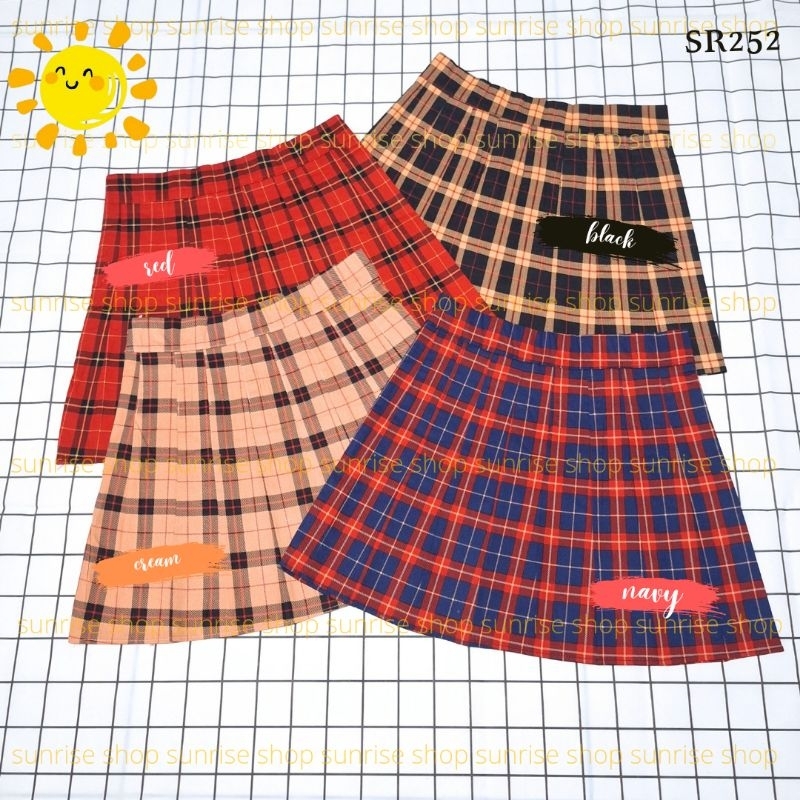 Jual SR252-PLAID TARTAN PLEATED MINI SKIRT PREMIUM STRETCH ROK MINI ...