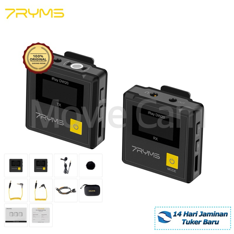 Jual 7RYMS iRay DW20 (B) Wireless Lavalier Microphone with Intelligent Denoise for Camera ...