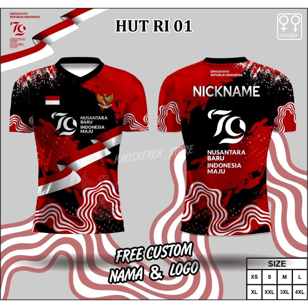 Jual jersey hut ri ke 79 baju kemerdekaan indonesia ke 79 kaos dirgahayu indonesia 2024 custom ...